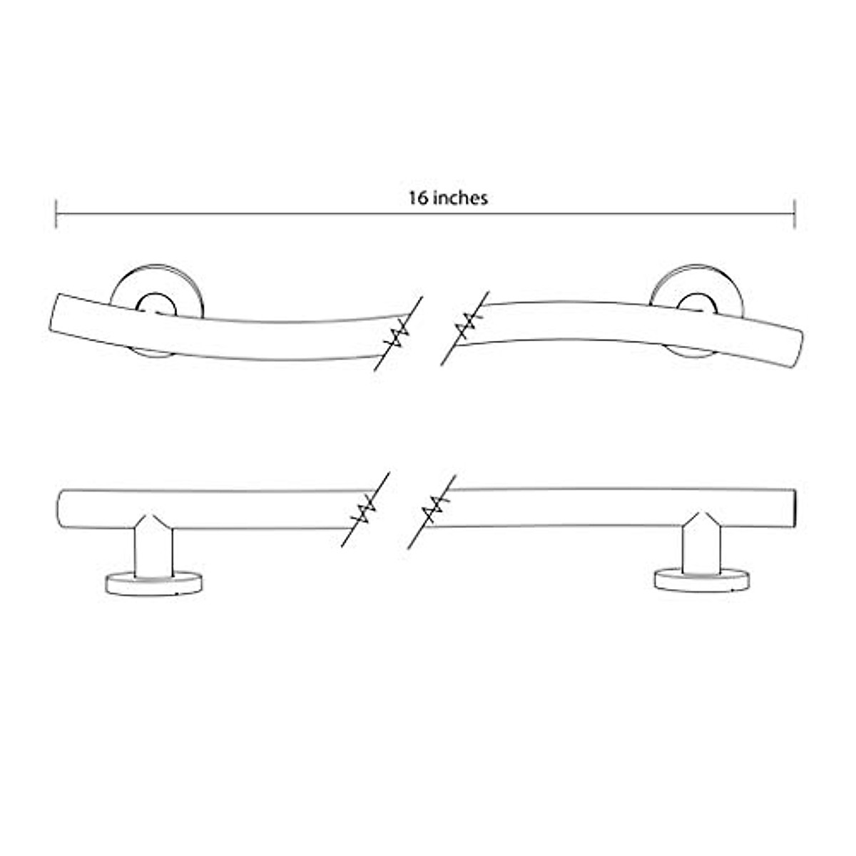 Keeney GB2022-16BN Wave Grab Bar 1.25 Dia x 16 In., Brushed Nickel