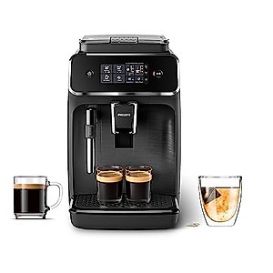 PHILIPS 2200 Series Fully Automatic Espresso Machine - Classic Milk Frother, 2 Coffee Varieties, Intuitive Touch Display, Black, (EP2220/14)