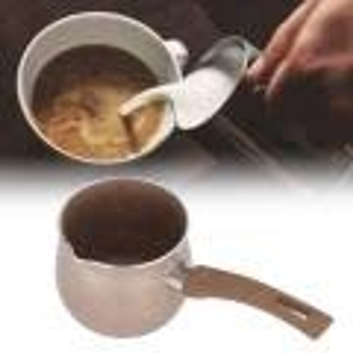 Coffee Pot, 10cm Single Handle Coffee Warmer Boiling Pot Mini Milk Pan Aluminum Alloy Non Stick for Cooking (Brown)