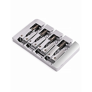 Bogart 4 String Bass Bridge A Style Top Load and String Through Body Tailpiece with Zinc Saddles for Electric Jazz Bass P Bass Chrome High Mass.