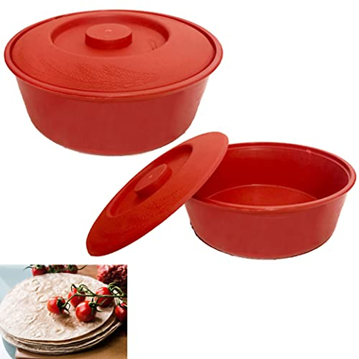 1 Quality Mexican Tortilla Warmer Keeper Microwave Naan Pancake Pita Large 8', Red, Variable