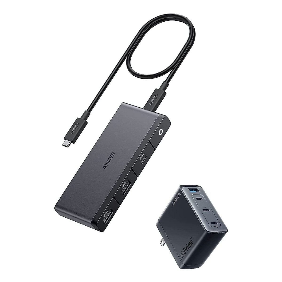 Anker USB C Hub, 556 USB-C Hub (USB4, 8-in-1) with 1.6ft USB4 Cable, 10 Gbps USB-C and USB-A Data Ports, 8K HDMI and DisplayPort & Anker USB C Charger, Anker 747 Charger GaNPrime 150W