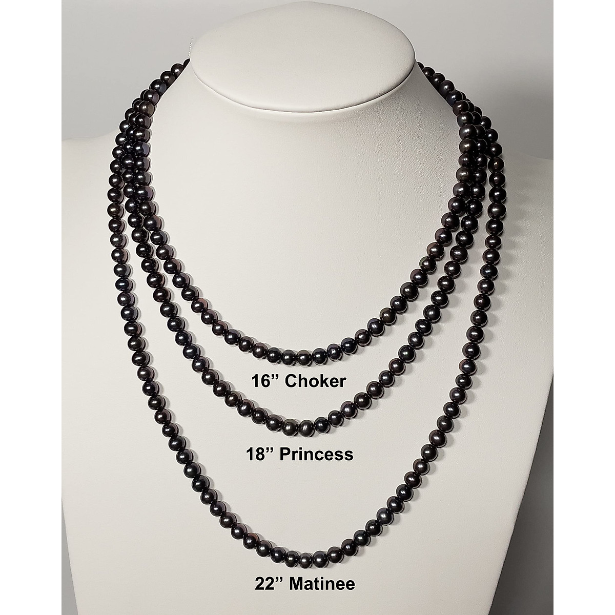 Black Freshwater Cultured Pearl Necklaces 22 Inch for Women AA Quality 8mm Black Necklace Sterling Silver Clasp - Orien Jewelry