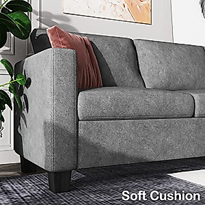 YESHOMY Convertible Sectional Sofa, L-Shaped Couch with Soft Seat and Modern Cotton Fabric for Small Space, Living Room Settee with Comfortable Backrest, Dark Gray