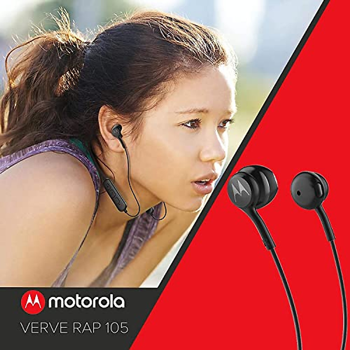 Motorola Ververap 105 Bluetooth Wireless Earbud in-Ear Neckband Headphone with Mic (Black)