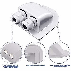 ILSSLI Solar Cable Entry Gland, Waterproof Solar Double Cable Connector Cover Solar Photovoltaic Plastic Bracket Curved ABS Dual Cable Entry Housing for Solar Panels of RV, Caravan Boat
