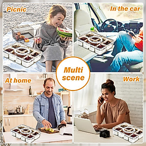 YFUIF Snackle Box Container - 8 Compartments Divided Serving Tray with Lid and Handle, BPA-Free Snack Box Organizer for Fruits, Candy, Snacks (1, White Small 8 Compartments)