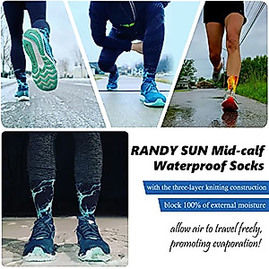 RANDY SUN Waterproof Breathable Socks, [SGS Certified] Unisex Zigzag Pattern Fun Pattern Printed Stocking Fashion Tube Sock Hiking Active Socks Large