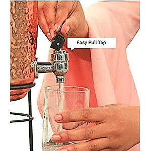 Pure Copper Hammered Water Dispenser Storage Water Tank with Tap and Set of 4 Copper Glass | Water Pot | Copper Water Storage Tank | 6.5 LTR Capacity | 218 Oz