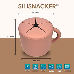 BraveJusticeKidsCo. | SiliSnacker™ Snack Cup | Silicone Snack Container | Toddler and Baby Snack Catcher (Dusty Pink)