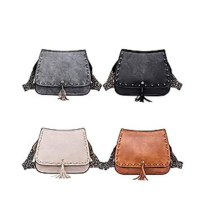 UKENENG Women's Crossbody Bag Shoulder Bag with Tassel Purse Shoulder Bucket Cross-body Purse (Grey)