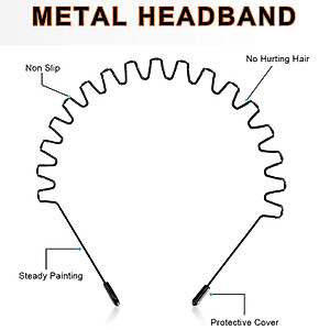 WantGor Metal Headbands for Women Men, 2 Pack Fashion Unisex Black Hairband Sports Headwear Hair Hoop Hair Accessories for Home, Outdoor (2 Pack)