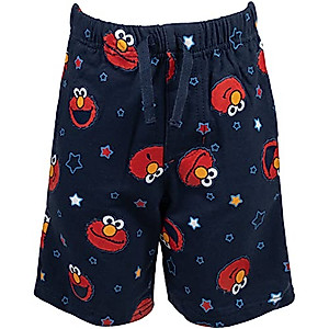 Sesame Street Elmo Toddler Boys T-Shirt and French Terry Shorts Outfit Set Blue/Red 2T