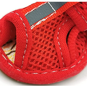 GabeFish Small Dog Summer Mesh Sandal Shoes Puppy Cats Breathable Paw Protectors Red Size 2