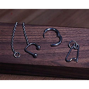 ERYG Chain Nose Rings for Women, Stainless Steel Ear Chain, Lip Studs, Punk Across Nose Silver Gold, with Chain Nose to Ear Chain with Tassel A