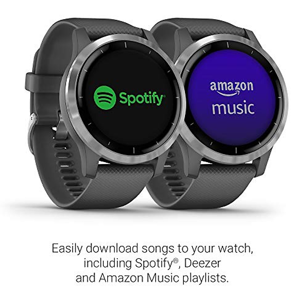 Garmin 010-02174-01 vivoactive 4, GPS Smartwatch, Features Music, Body Energy Monitoring, Animated Workouts, Pulse Ox Sensors and More, Silver with Gray Band