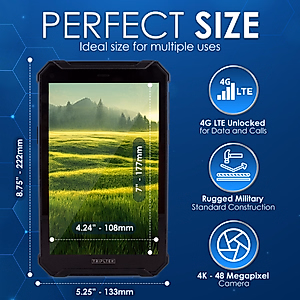 TRIPLTEK 9 PRO (LTE Cellular 256GB) Ultra Bright 1300 nits, 4K Video, Hyper-Engine Chip with 12GB RAM, HDMI, Rugged Military Construction, Waterproof IP68, Brightest Tablet/Phone on The Market
