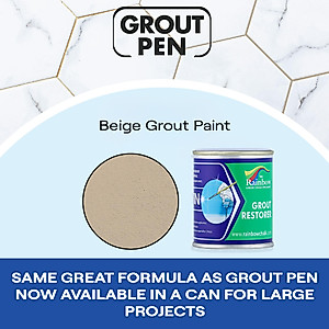 Grout Pen Beige Grout Paint: Waterproof Tile Paint Grout Refresh Restorer for Floor, Kitchen & Bathroom Shower Tiles - Beige - Can Size for Larger Projects - 125ml (4.2oz)