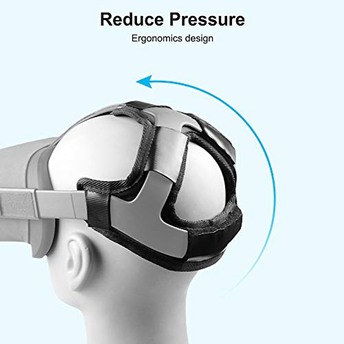 Linkstyle Head Strap Pad Cushion Compatible with Oculus Quest VR Headset, Headset Replacement Accessories, PU Leather Head Cushion,Reduce Head Pressure Foam Pad (Black)