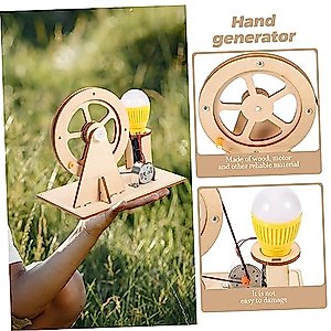 SOLUSTRE 1 Set Hand Generator Hand Crank Electricity Generator Science Projects Wooden Building Kits Generator Science kit DIY Model Generator Portable Generator Dynamo Suite Power kit