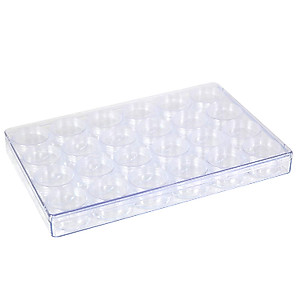 Everything Mary Large Plastic Bead Storage Case with 24 Removable & Stackable Jars- Clear Pink Organizer Storage for Large, Small, Mini, & Tiny Beads - Plastic Snap Case for Jewelry & Crafts