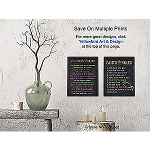 Lords Prayer Wall Decor - Ten Commandments Wall Decor - Religious Decor - Christian Wall Art - Kids, Boys Room, Girls Bedroom, Toddler Room, Nursery - Catholic Gifts - Blessed Inspirational Scripture
