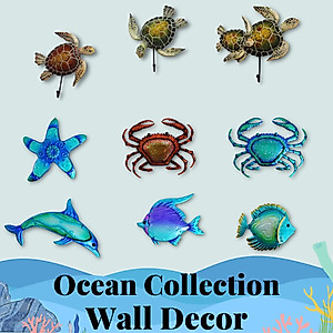 Comfy Hour Under The Sea Collection Metal Art Ocean Coastal Crab Wall Decor, Antique Brown
