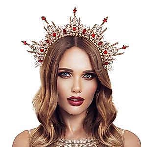 COSUCOS Halo Crown Headpiece Gold Sunburst Crown Queen Headdress Goddess Headband Wedding Renaissance Tiara Birthday Party Photo Shoot Cosplay Butterfly Handmade Accessories