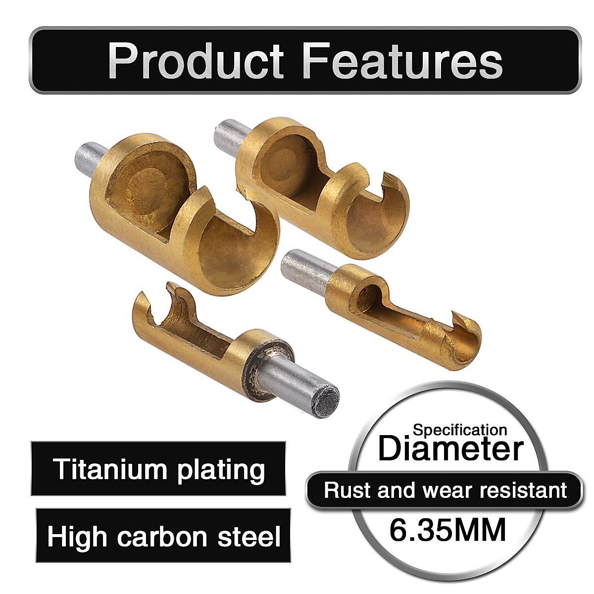 HOHXEN 4pcs Wood Plug Hole Titanium Coated Cutter Drill Bits Set 1/4" 3/8" 1/2" 5/8" Cutting Dowel Power Woodworking Cork Hole Saw Tool Round Wood Plug Tenon Drill Bit Set
