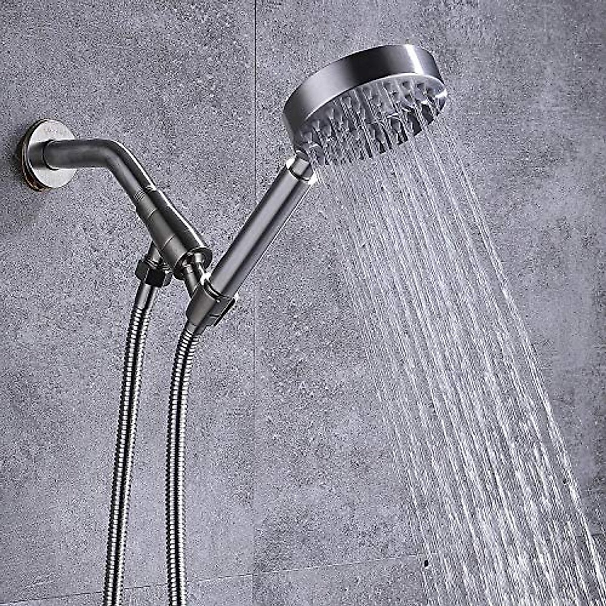 100% Metal Hand Held Shower Head with Hose | Detachable Shower Heads with Handheld Spray | Adjustable Bracket Holder | Extra Long 75" Inch Stainless-Steel Hose | Brushed Nickel