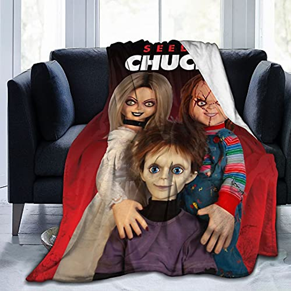 Daniesd of Chucky Throw Blanket Ultra-Soft Micro Fleece Blanket Warm Lightweight Bed Chair Couch Travel Blanket 80 inch x60 inch Black