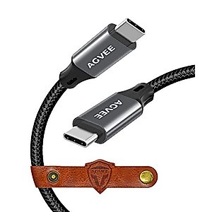 AGVEE 100W USB-C to USB-C Cable 2 Pack 6.6ft Braided Fast Type-C to C Charger, USBC 2.0 CtoC with E-Marker, PPS PD 3.0 Charging Cord for MacBook Pro 13" 15" 16", HP Envy & Spectre X360, Dark Gray