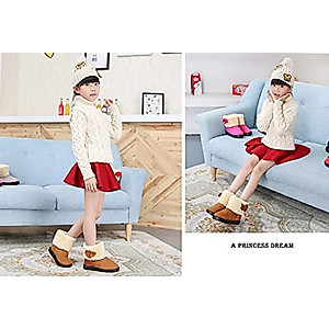DADAWEN Baby's Girl's Toddler Fashion Cute Bowknot Fur Lining Princess Warm Snow Boots Brown US Size 11 M Little Kid