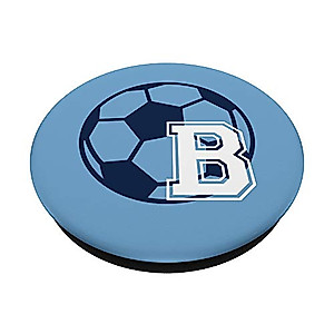 Letter B Soccer Baby Blue Monogram PopSockets PopGrip: Swappable Grip for Phones & Tablets