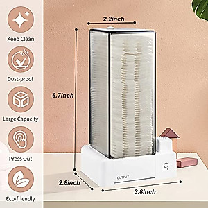 Automatic Cotton Pad Holder Plastic Cosmetic Pads Dispenser Makeup Cotton Press Out Square Container for Vanity Storage and Organizer (Grey) (FG-01)