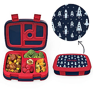 Bentgo Prints Insulated Lunch Bag Set With Kids Bento-Style Lunch Box and 4 Reusable Ice Packs (Space Rockets)
