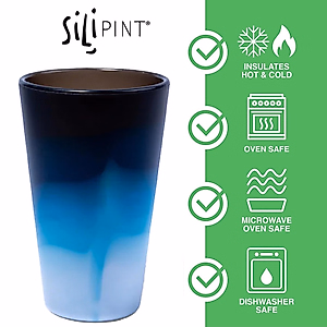 Silipint: Silicone Pint Glasses: 4 Pack (2) Sun Storm & (2) Moon Beam - 16oz - Reusable, Sustainable, Unbreakable, Holiday Parties
