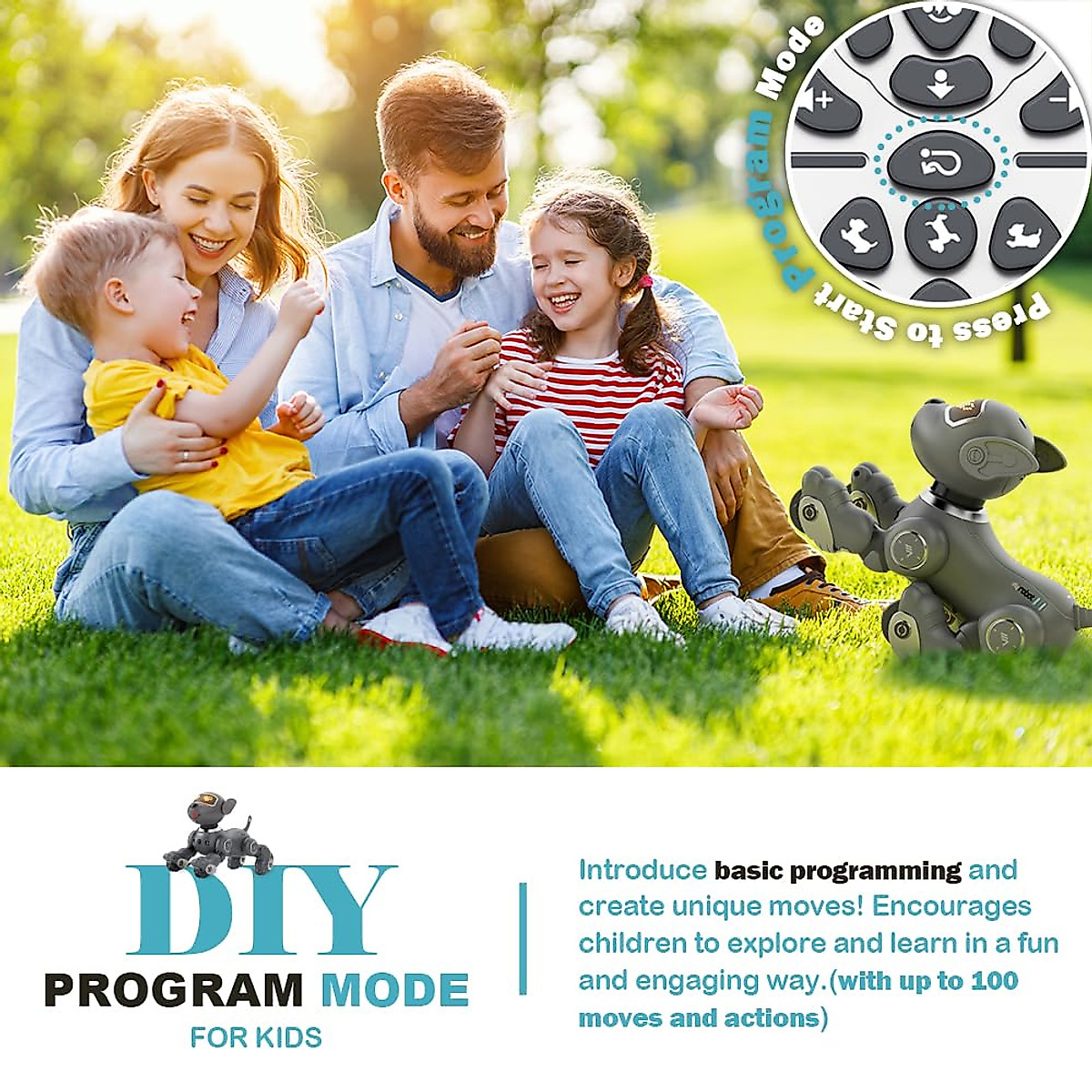 VATOS Robot Dog Toy for Kids, Voice & 2.4GHz Remote Control Robot Pet with Interactive Touch Sensors, Over 20+ Responses, Program Mode, Robotic Puppy Toy for Kids Boys & Girls