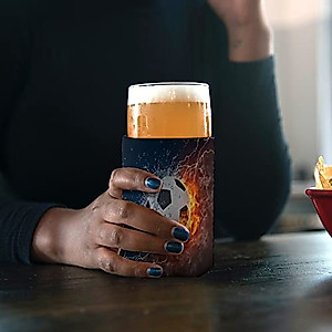 Can Cooler Sleeves Coozies for Cans And Bottles Insulators Soccer Ball Fire Water Print PVC Elastic Reusable