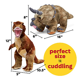 Dragon Drew Dinosaur T-Rex and Triceratops Plush Stuffed Animals | 2 Pack