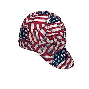 Mutual Industries 00336-00000-6625 Kromer USA Flag Style Welder Cap 6 5/ 8, Cotton, Length 5", Width 6"
