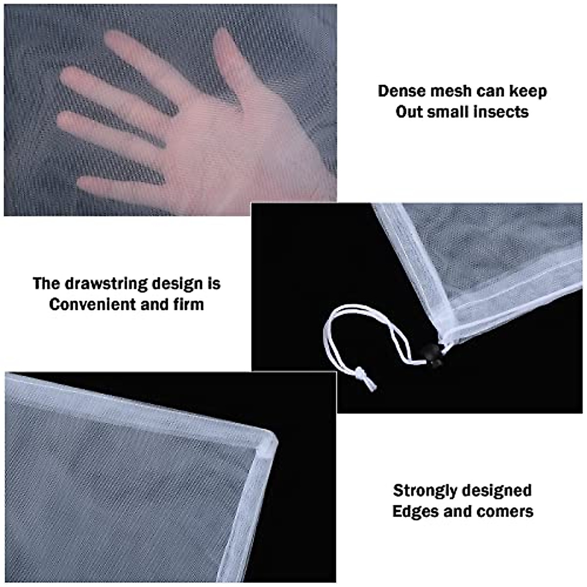 16 Packs Garden Bird Netting Bag with Drawstring, Insect Bug Barrier Mesh Netting Garden Netting Pest Barrier Plant Cover for Protect Plant Fruits (39.37''x31.5''+39.37''x59.06''+59.06''x47.24'')