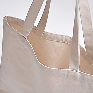WOWSEA Natural Canvas Tote Bags, 4 pcs Reusable 24oz Shopping Bag DIY pattern for Crafting and Decorating Sturdy Washable Grocery Tote Bag (Beige)