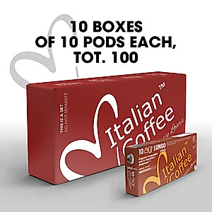 DELICITALY Pure Italian Food Italian Coffee pods compatible with Nespresso Original machines, Italian Expresso capsules (100 Lungo regular pods, 100 Count (Pack of 1))