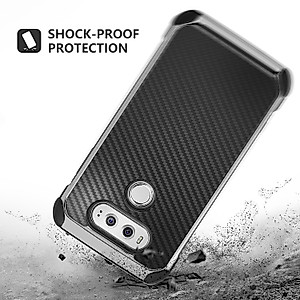 LG V20 Case, BENTOBEN 2 in 1 Cool Slim Hybrid Rugged Hard PC Resilient Strength Durable Laminated with Carbon Fiber Design Chrome Anti-scratch Shockproof Protective Case for LG V20 (2016), BLACK