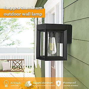 LityMax Carriage Traditional Outdoor Wall Light Fixture LED Bronze Black Clear Bubble Seedy Glass Exterior Wall Lanterns House Porch Patio Outside Deck Garage Front Door Garden Home, Bulb Included