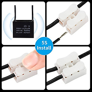 2Pcs 4.5UF 450V AC CBB61 Ceiling Fan Capacitor 50/60Hz Motor Non Polarity 2 Wire