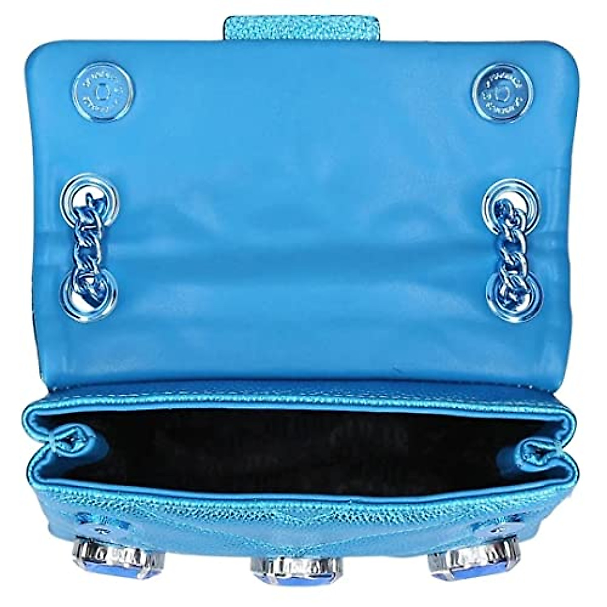 Kurt Geiger Crossbody Womens Blue Mini Kensington Crystal Drench Quilted Bag