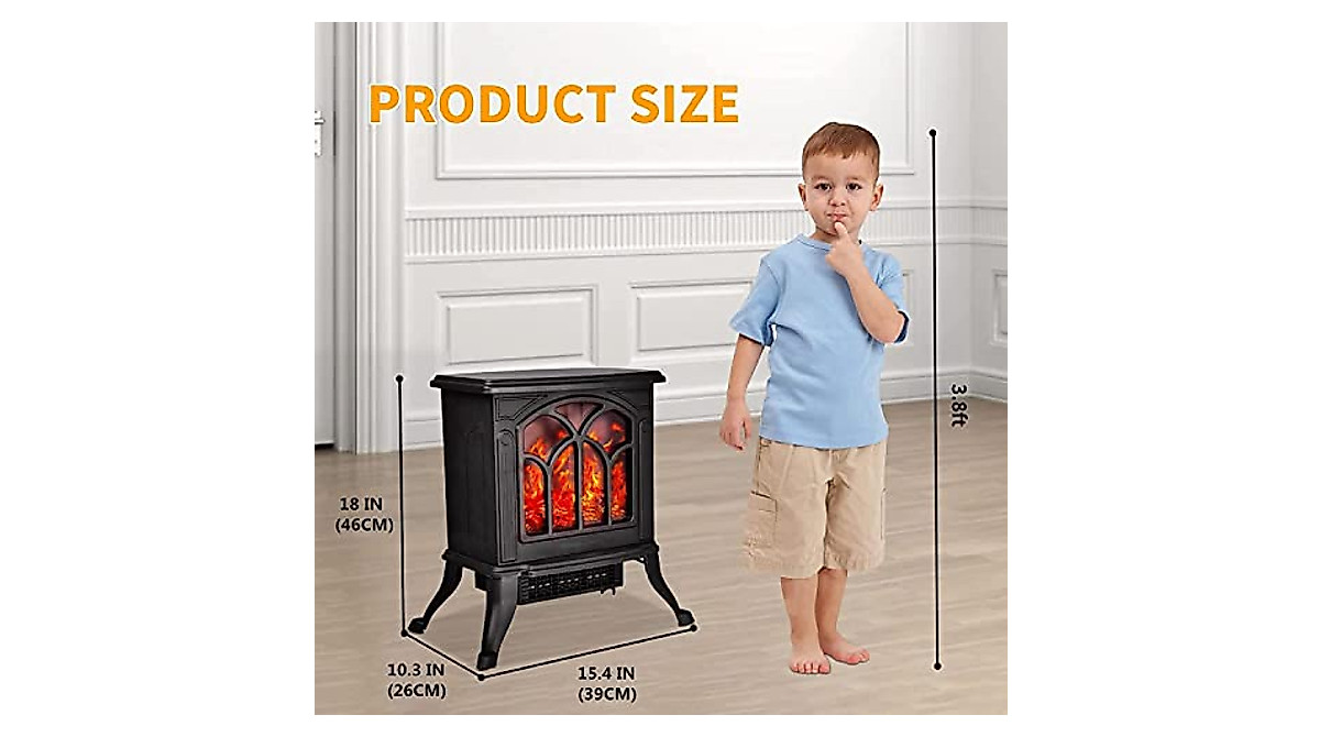 Compact Electric Fireplace Heater with Realistic Flame