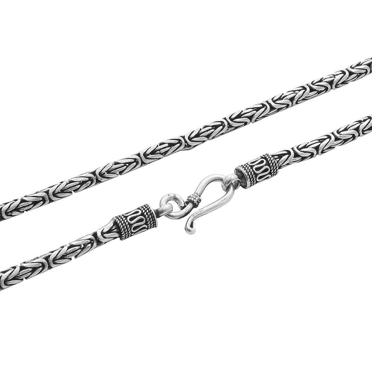 Silverly Men's Women's 925 Sterling Silver Oxidised 3.6 mm Balinese Byzantine Chain Necklace